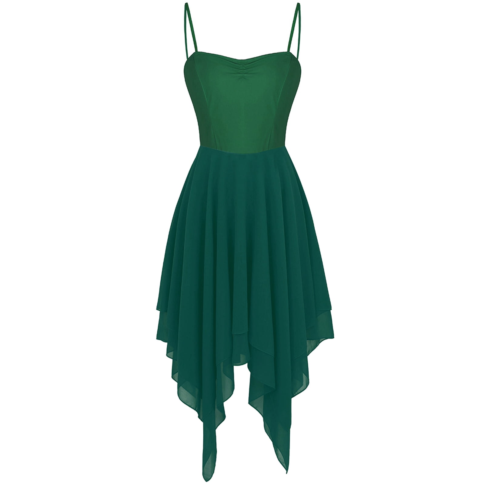 MSemis Women's Chiffon Spaghetti Strap Asymmetric Lyrical Dance Swing ...