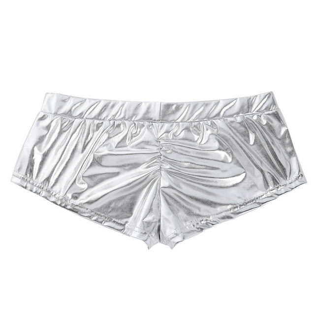 MSemis Women's Metallic PVC Leather Booty Shorts High Waisted Briefs ...