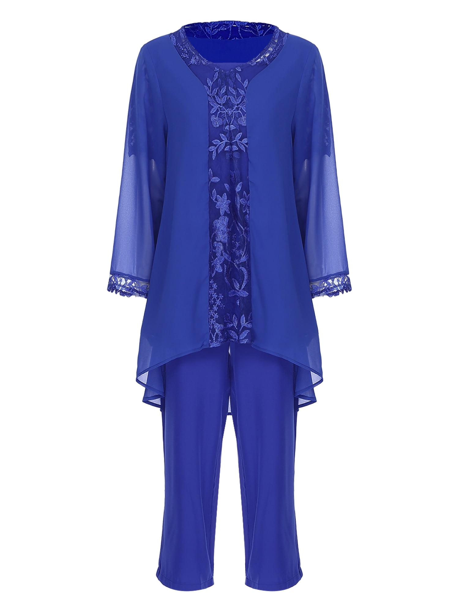 MSemis Women's Pant Suits Plus Size 3-Piece Embroidered Wedding Guest ...