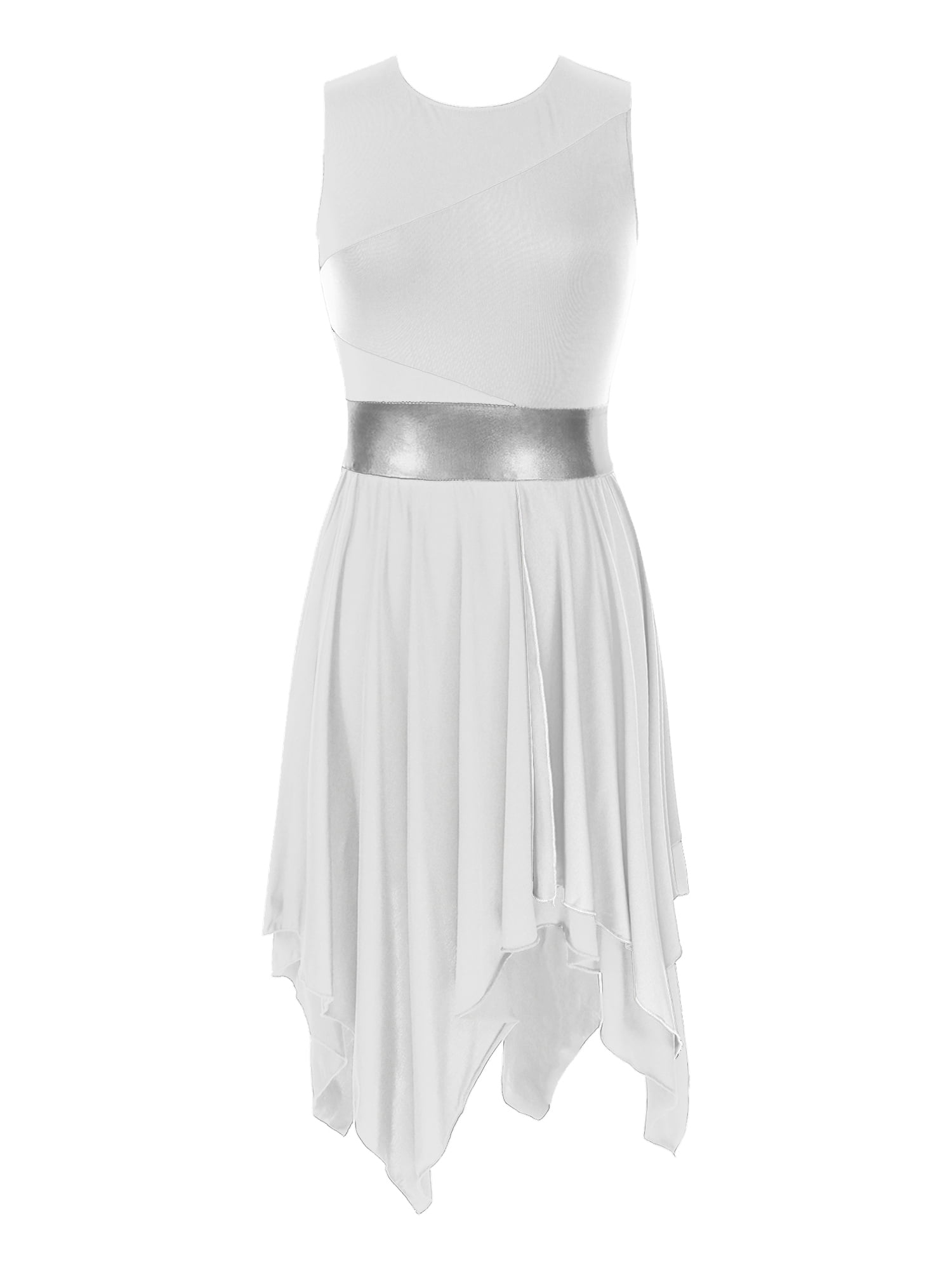 Msemis Womens Praise Dance Dress Worship Liturgical Dance Costume White Xxl