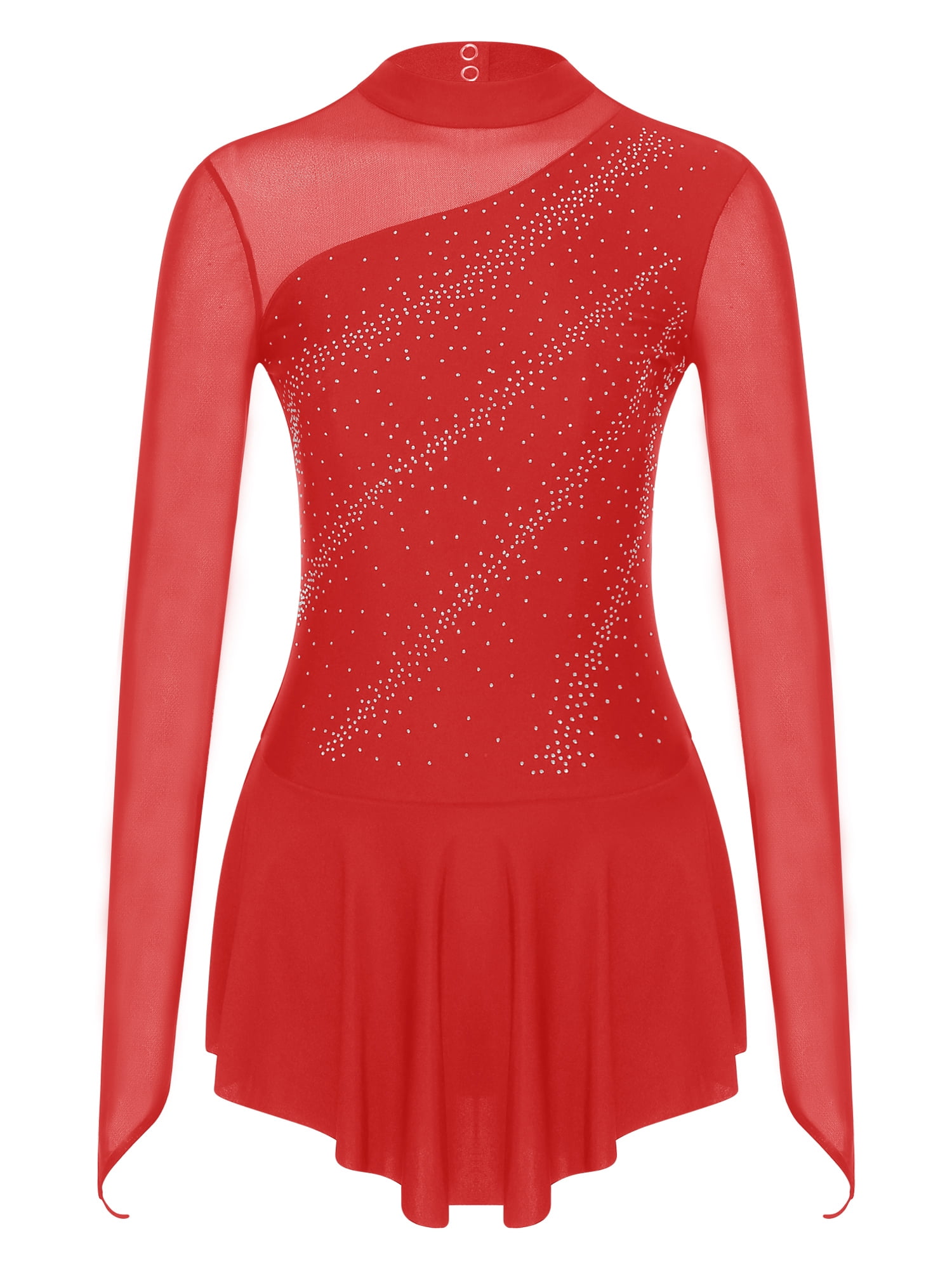 MSemis Women's Rhinestone Figure Ice Skating Dress Roller Skating ...