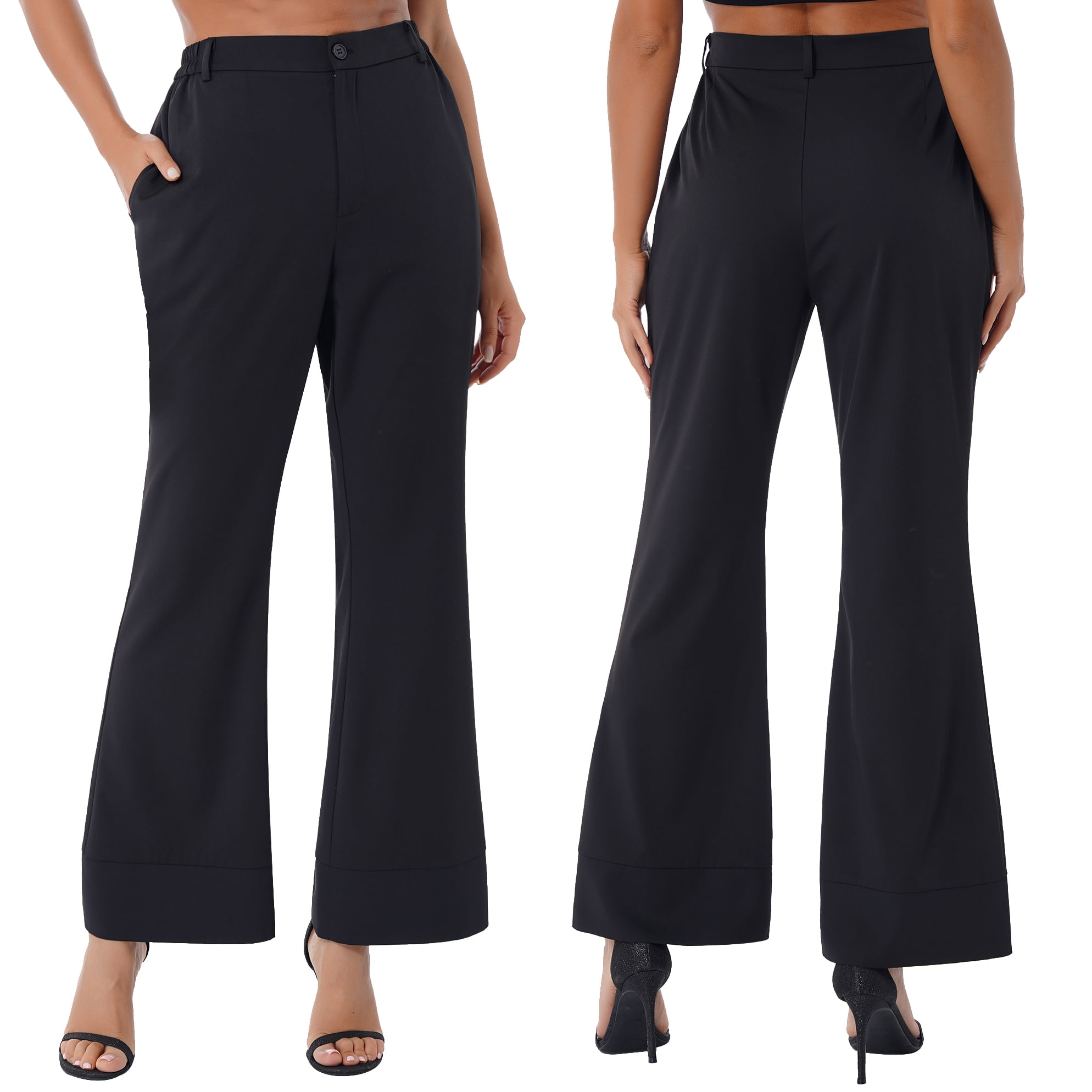 MSemis Women's Solid Color High Waisted Pockets Work Office Trousers ...