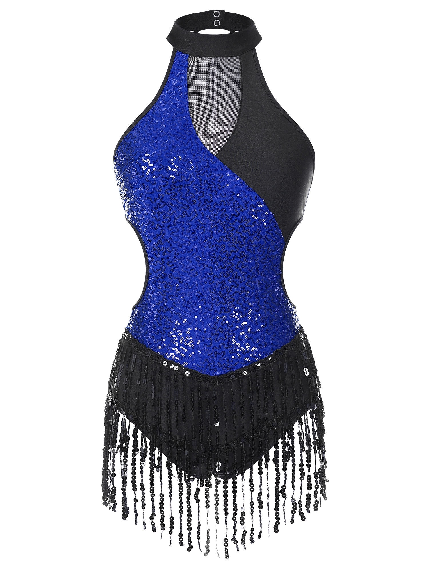 MSemis Women’s Tassels Sequins Leotard Salsa Rumba Samba Dance Costume ...