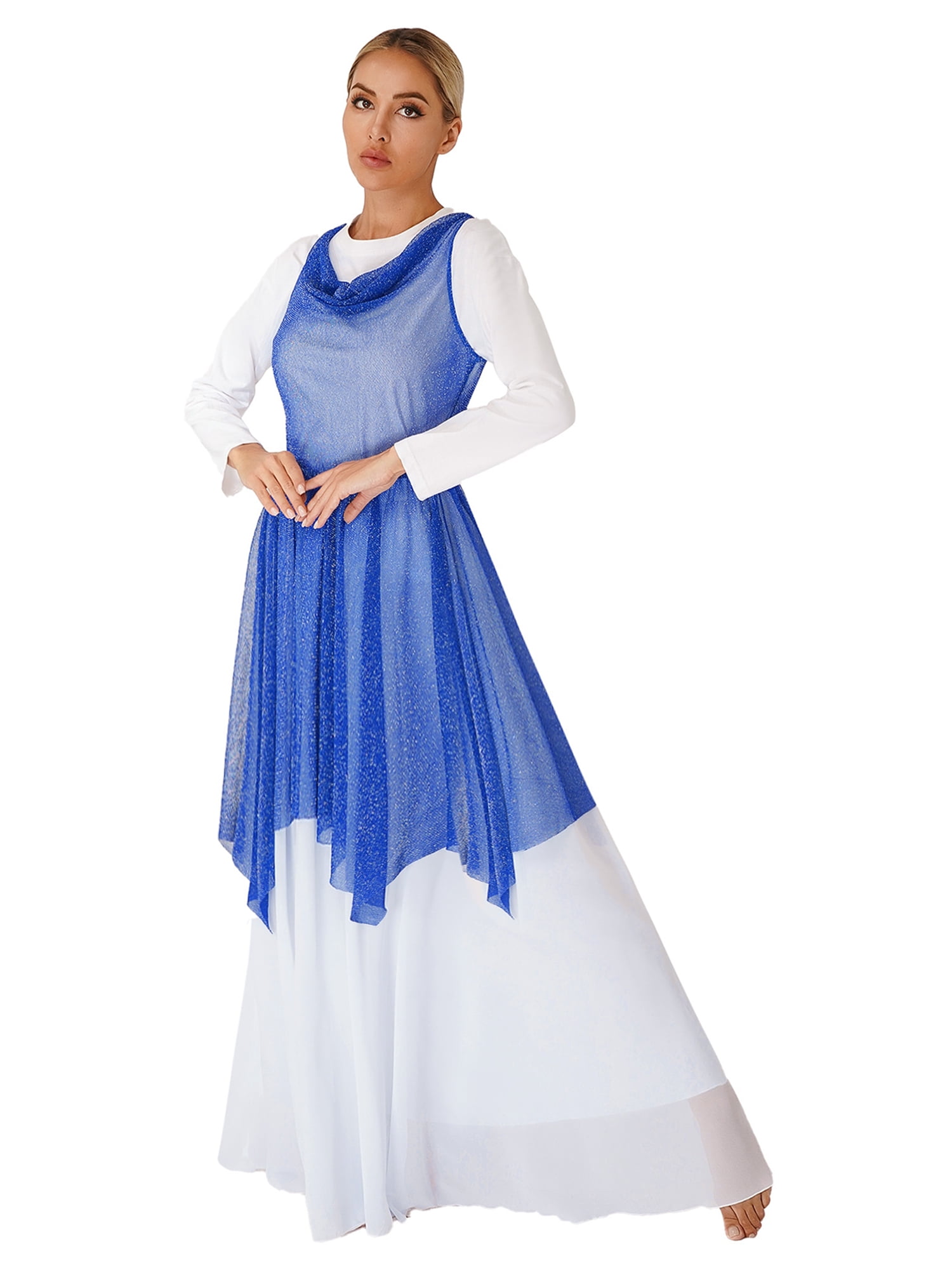 MSemis Women's Worship Praise Dance Tunic Overlay (White Dress Not ...