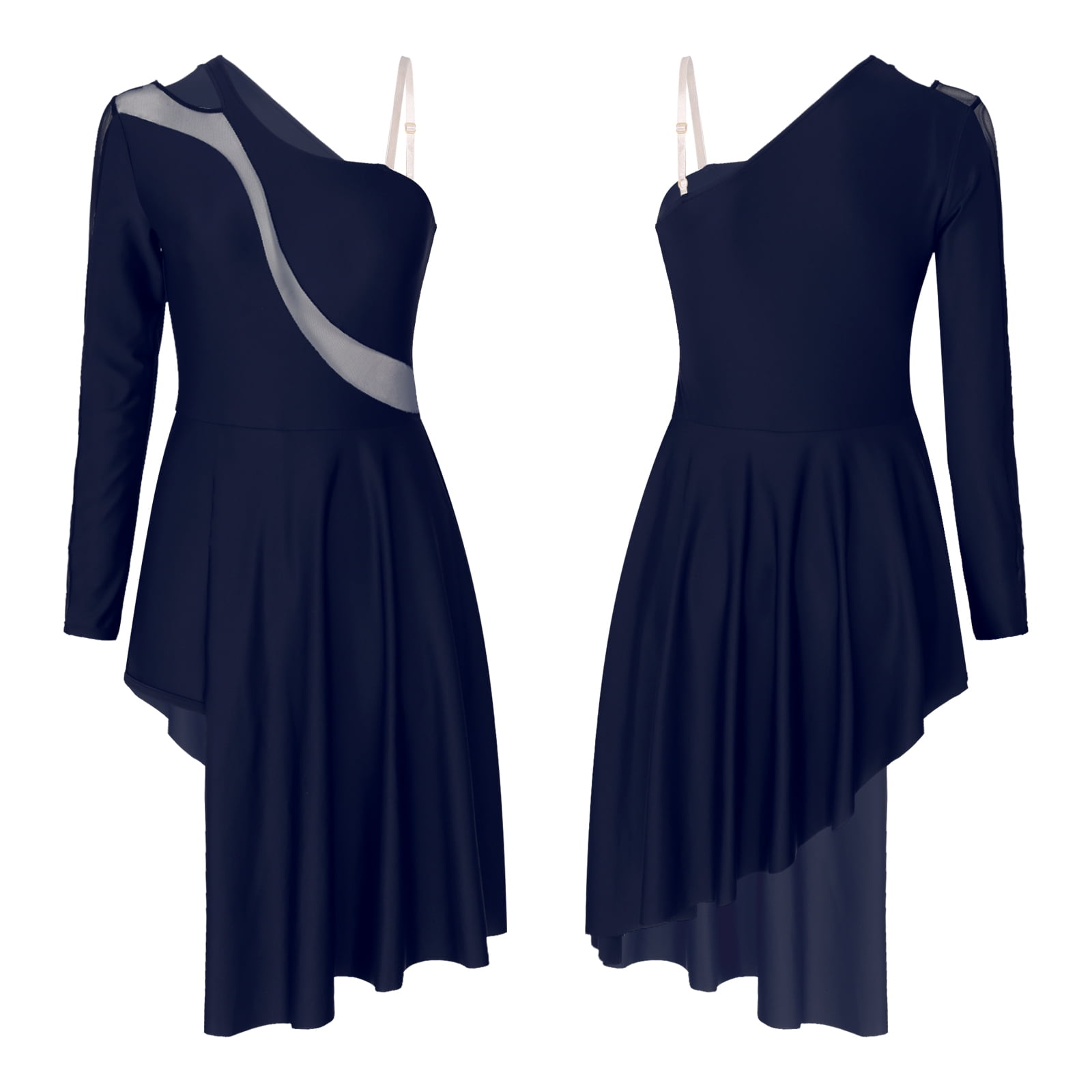 MSemis Womens One Shoulder Asymmetrical Skirt Leotard Contemporary ...