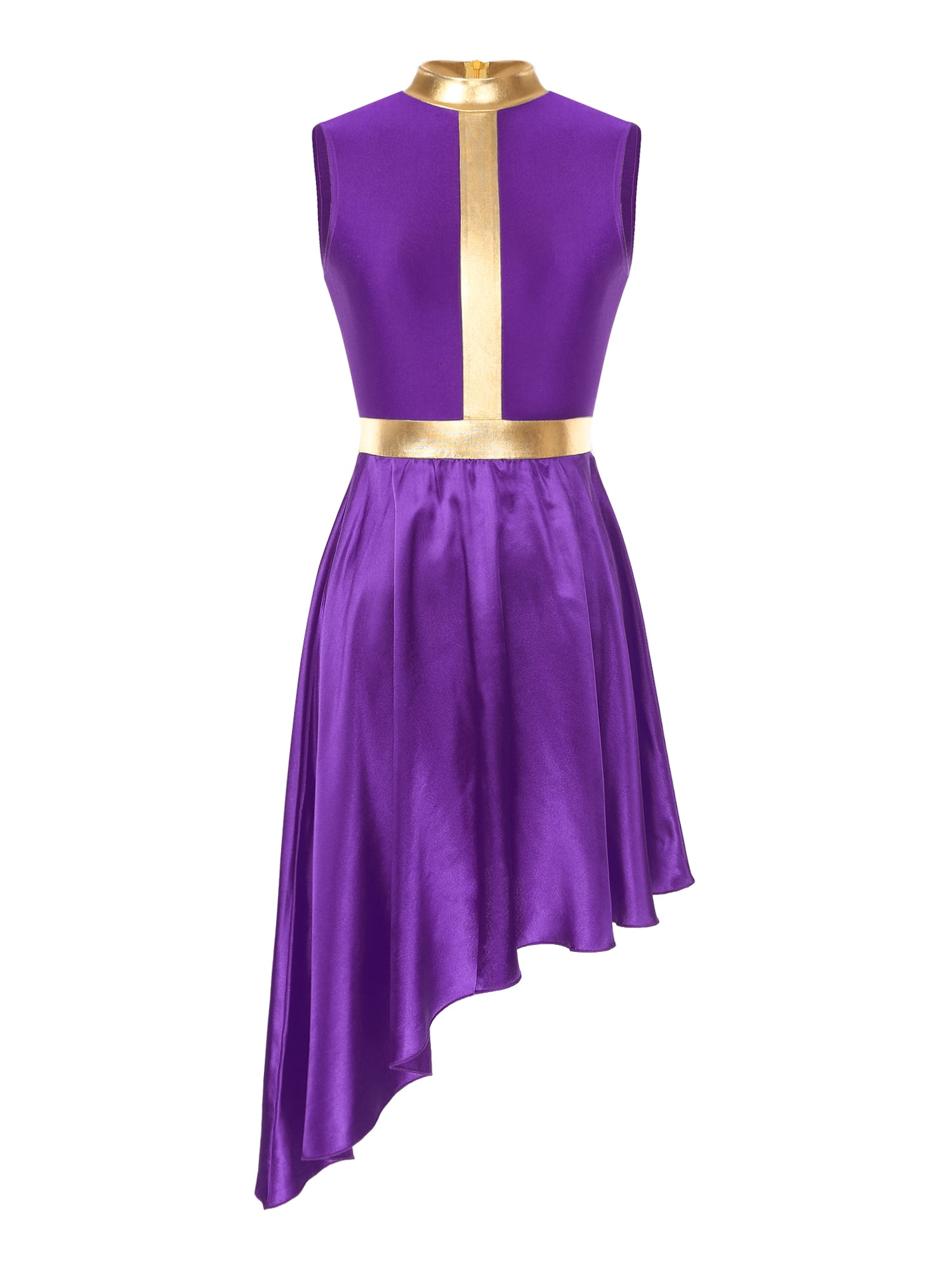 MSemis Womens Satin Praise Dance Dress Overlays Tunics Asymmetrical ...