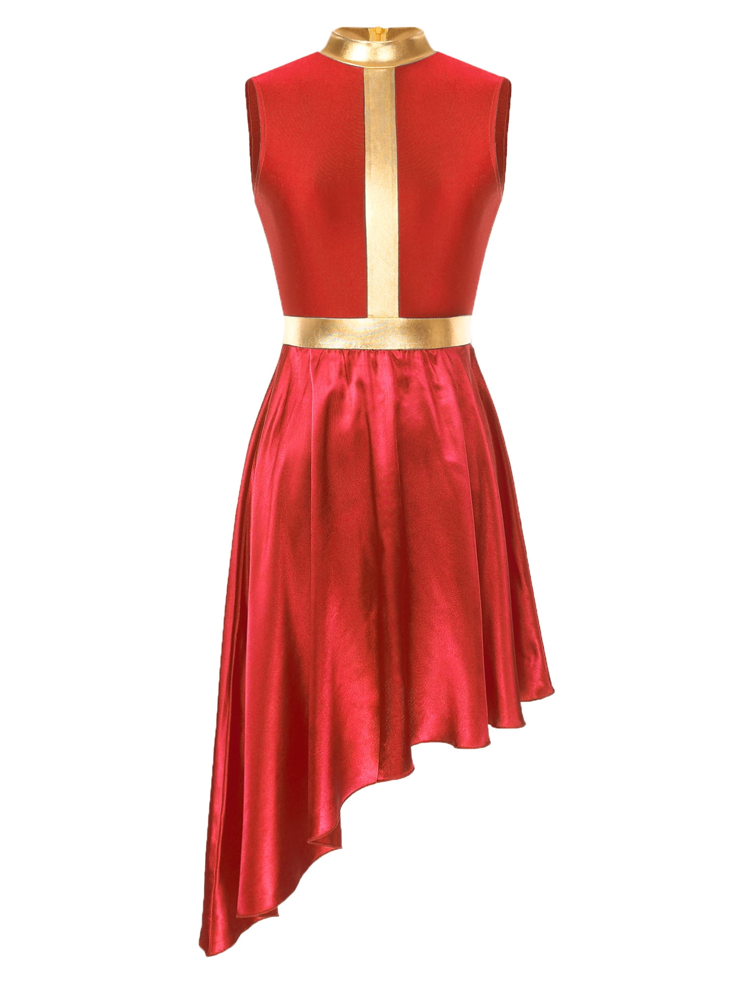 MSemis Womens Satin Praise Dance Dress Overlays Tunics Asymmetrical ...
