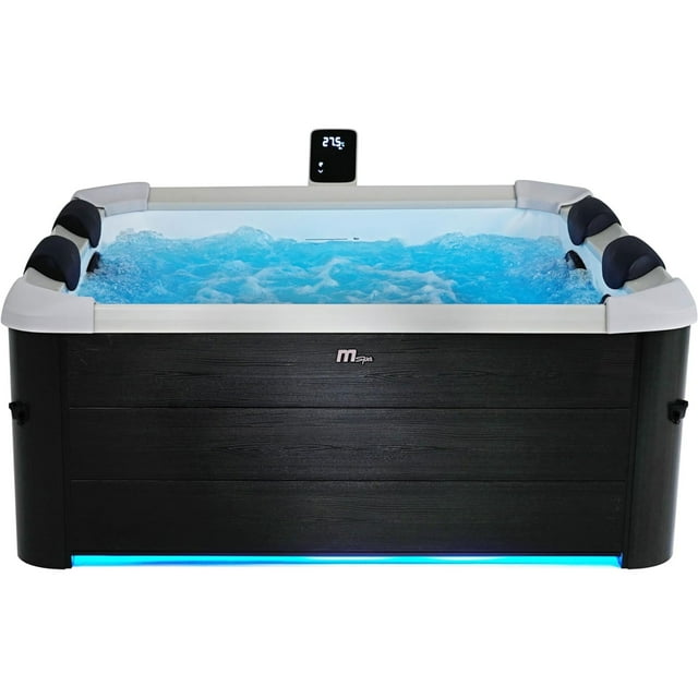 Open Box MSpa Oslo 6 Person Squared Hot Tub w/Hydro Massage Jets & LED ...