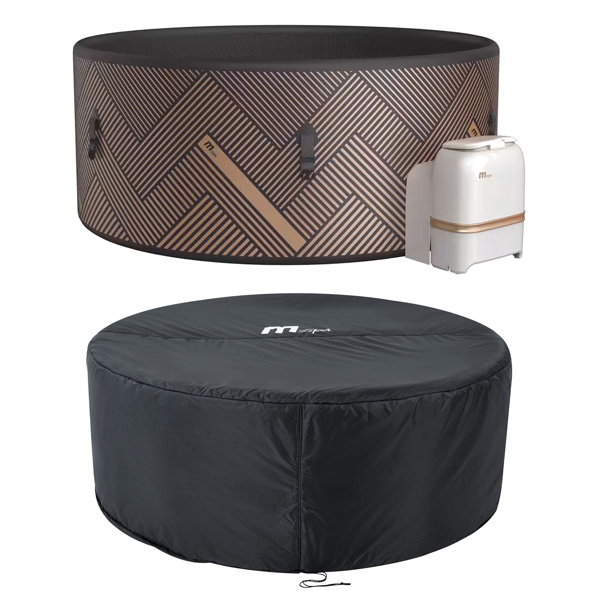 MSpa Round Inflatable 4-6 Person Bubble Spa w/ Energy Efficient Cover ...