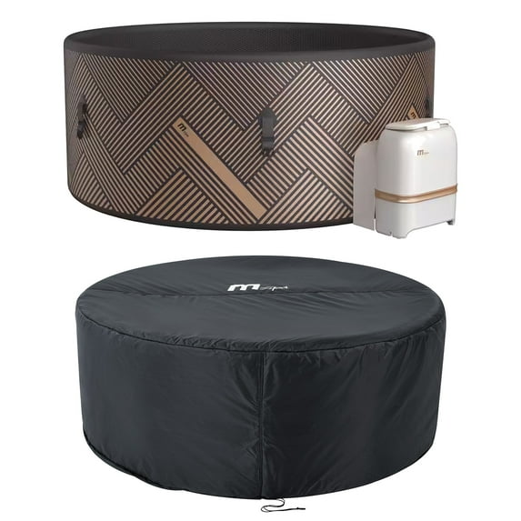 MSpa Round Inflatable 4-6 Person Bubble Spa w/ Energy Efficient Cover ...