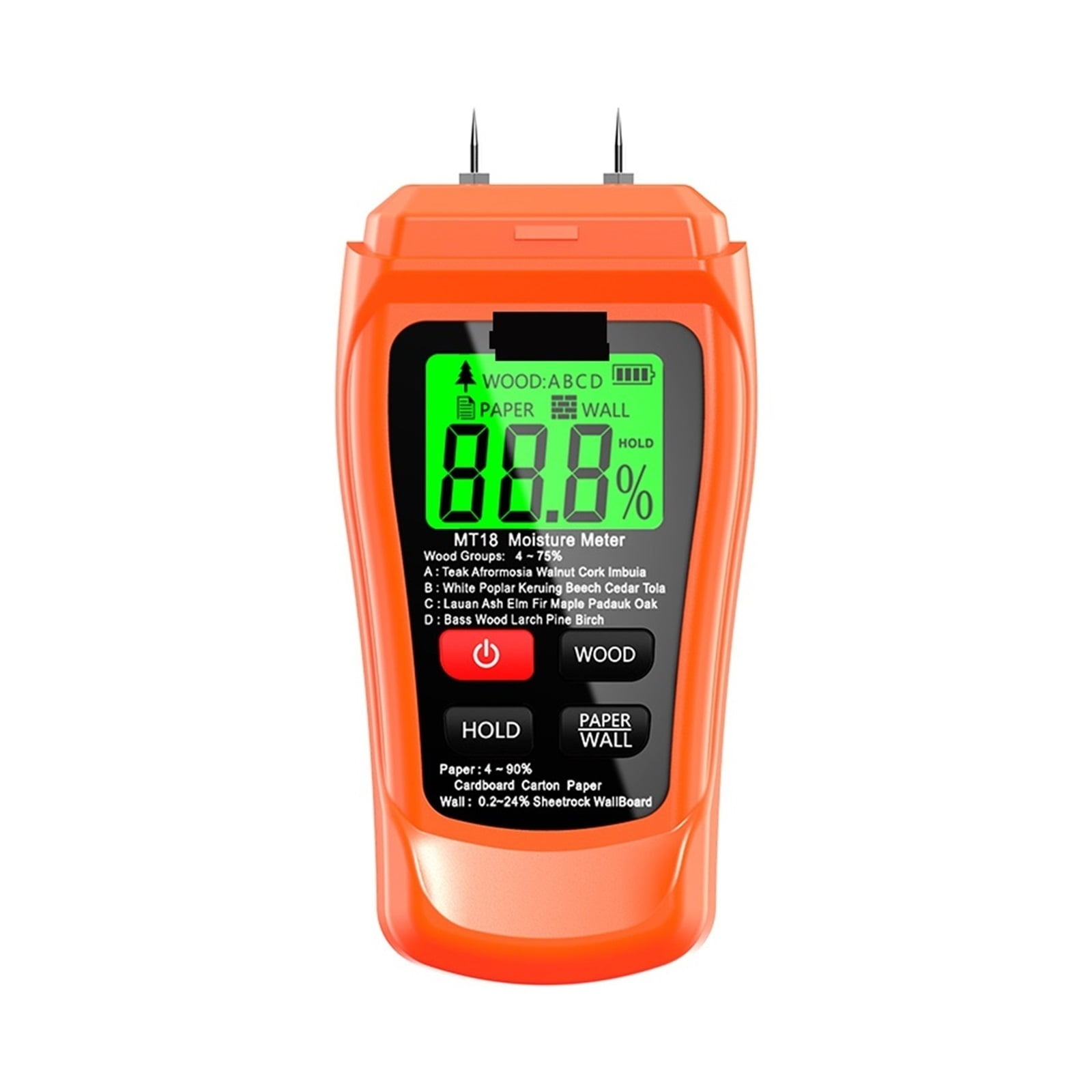 MT-18 Grey 0-99.9% Two Pins Digital Wood Moisture Meter Paper Humidity ...