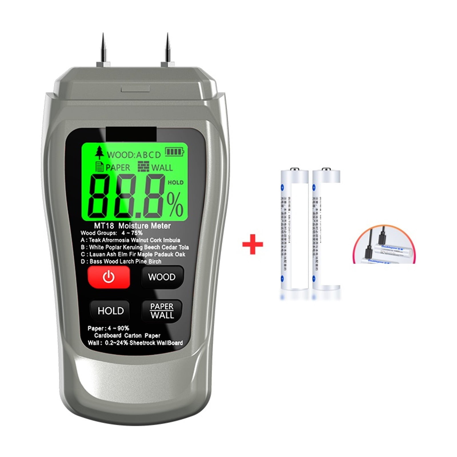 MT-18 Orange 0-99.9% Two Pins Digital Wood Moisture Meter Paper ...