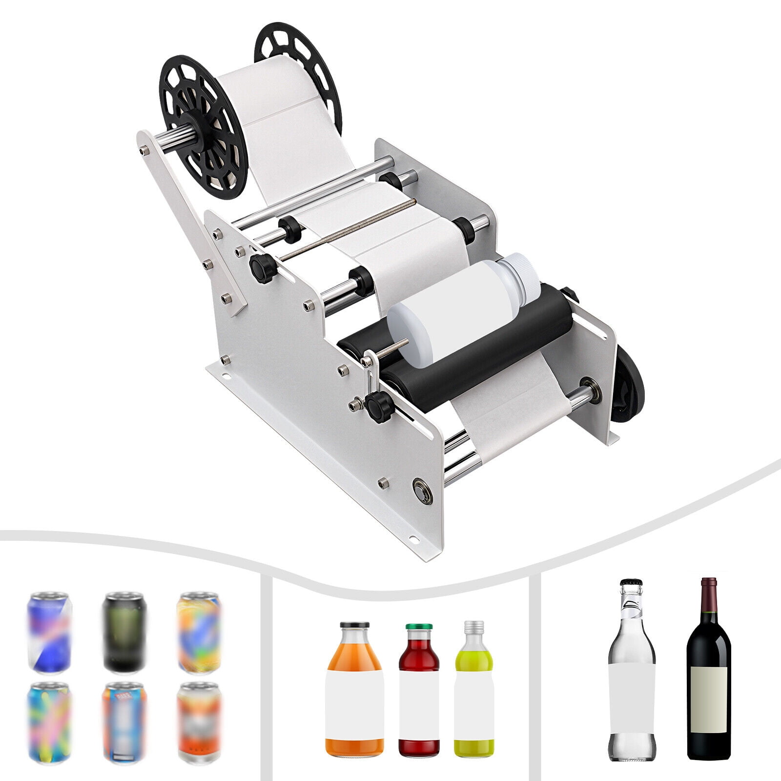 MT-30 Manual Labeling Machine Desktop Bottle Label Applicator for Round ...