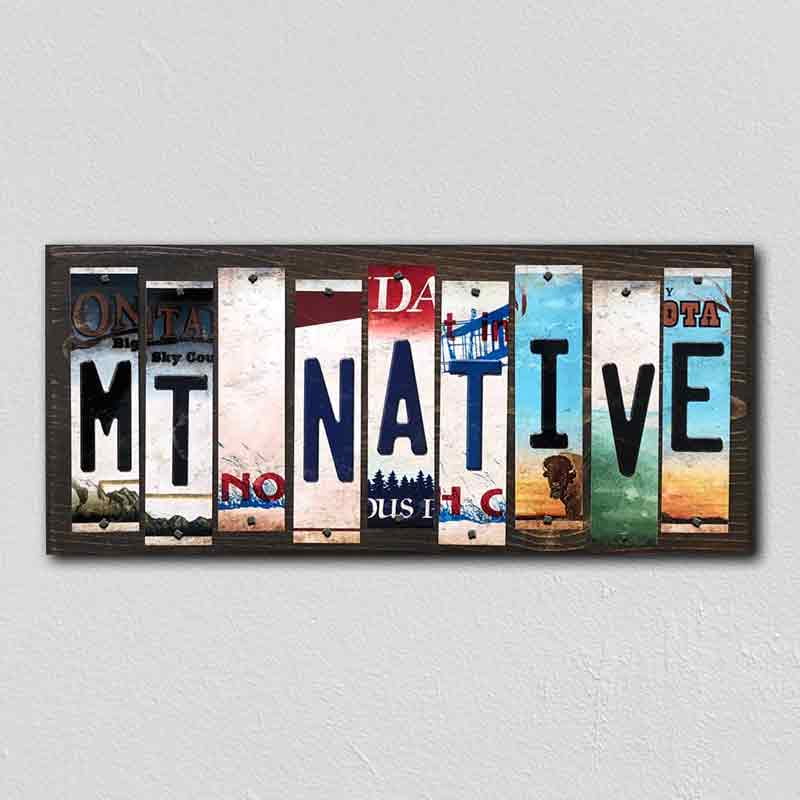 MT Native License Plate Tag Strips Novelty Wood Signs WS-527 8" x ...