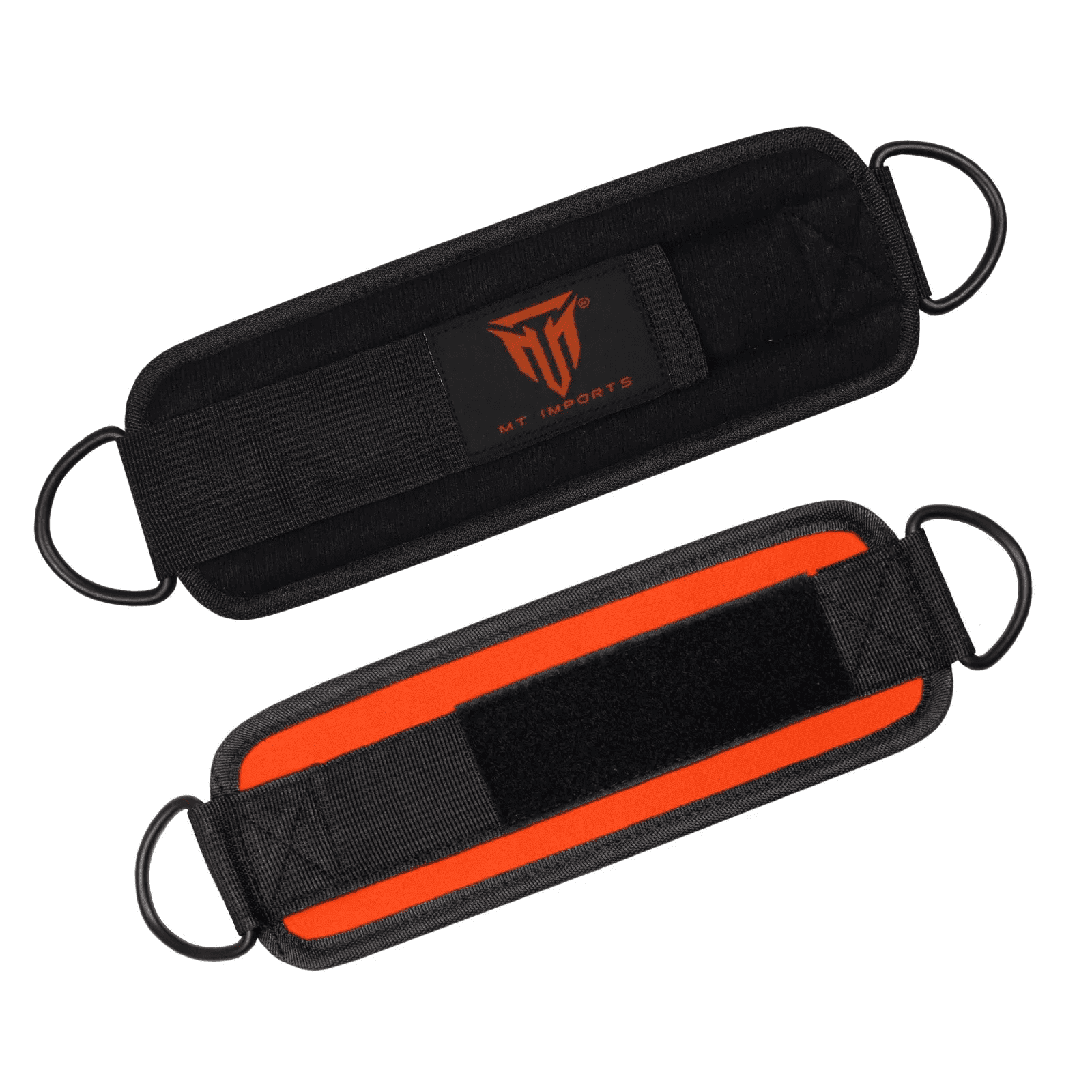 MT Orange Ankle Straps for Cable Machines, Steel Double D-Ring Neoprene ...