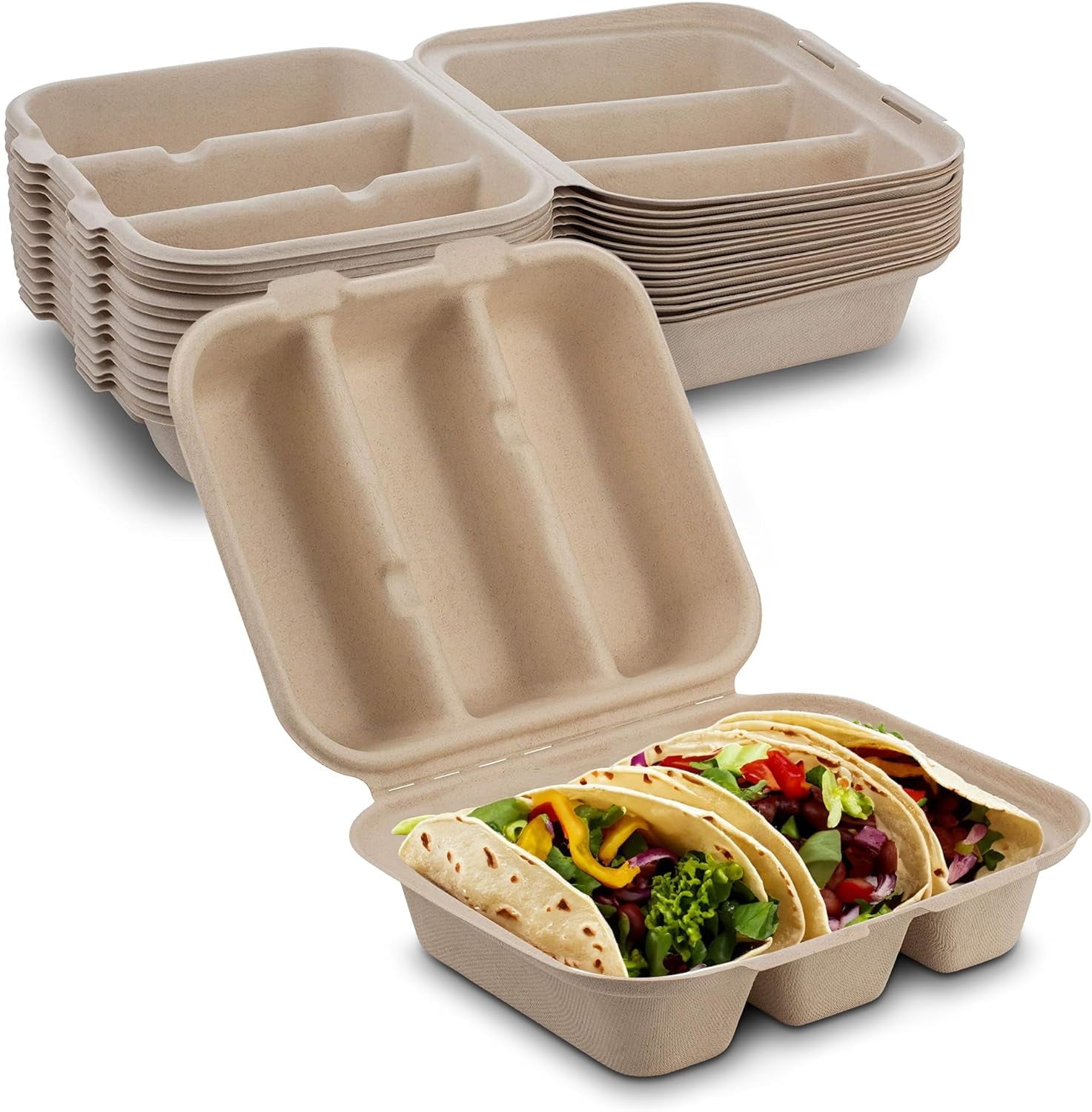 MT Products Pulp Taco Holder - 8" x 7" x 3" Holds 3 Tacos Take-Out ...