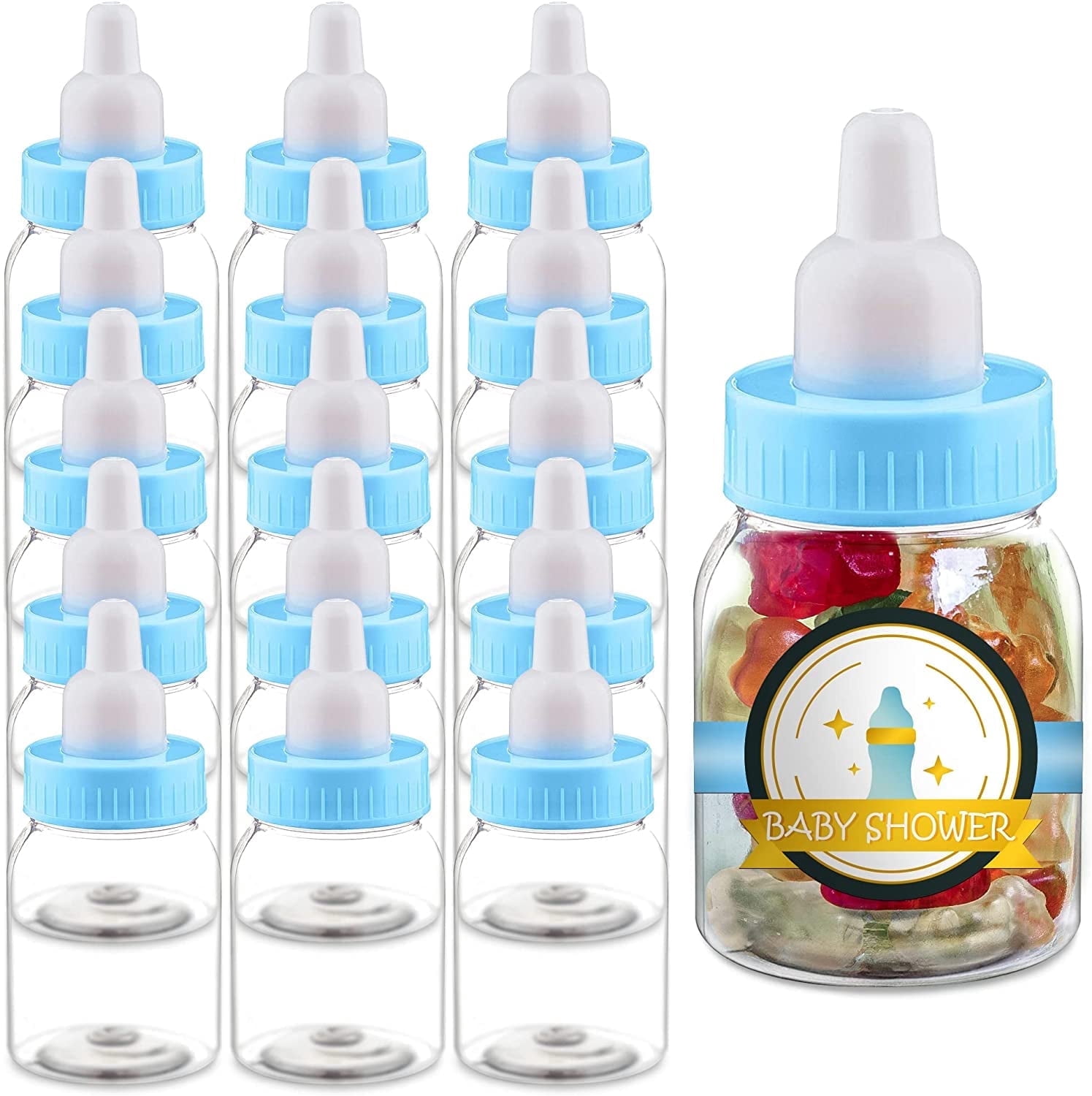 MT Products Blue Plastic Baby Bottles for Baby Shower - 3.5" Party ...