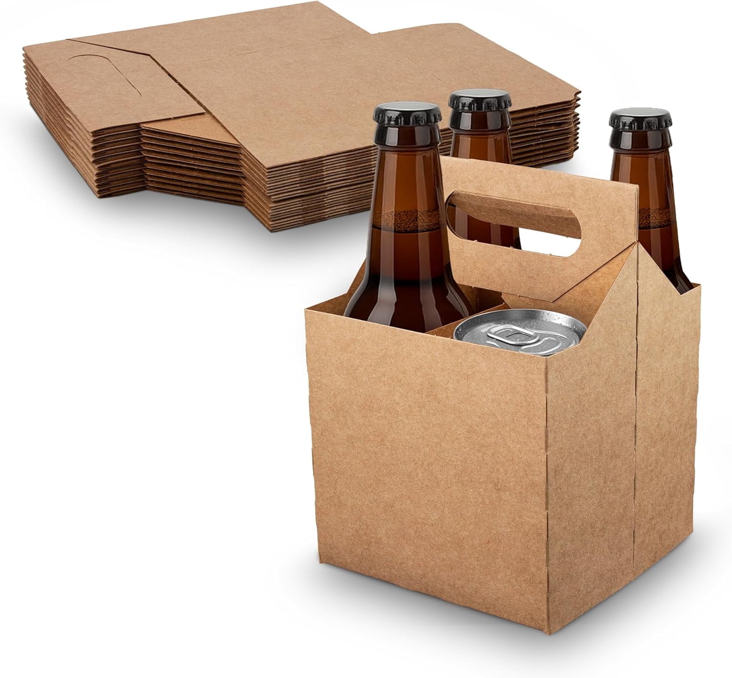 MT Products Brown Cardboard 4 Pack Drink Carrier/Bottle Holder - Pack ...