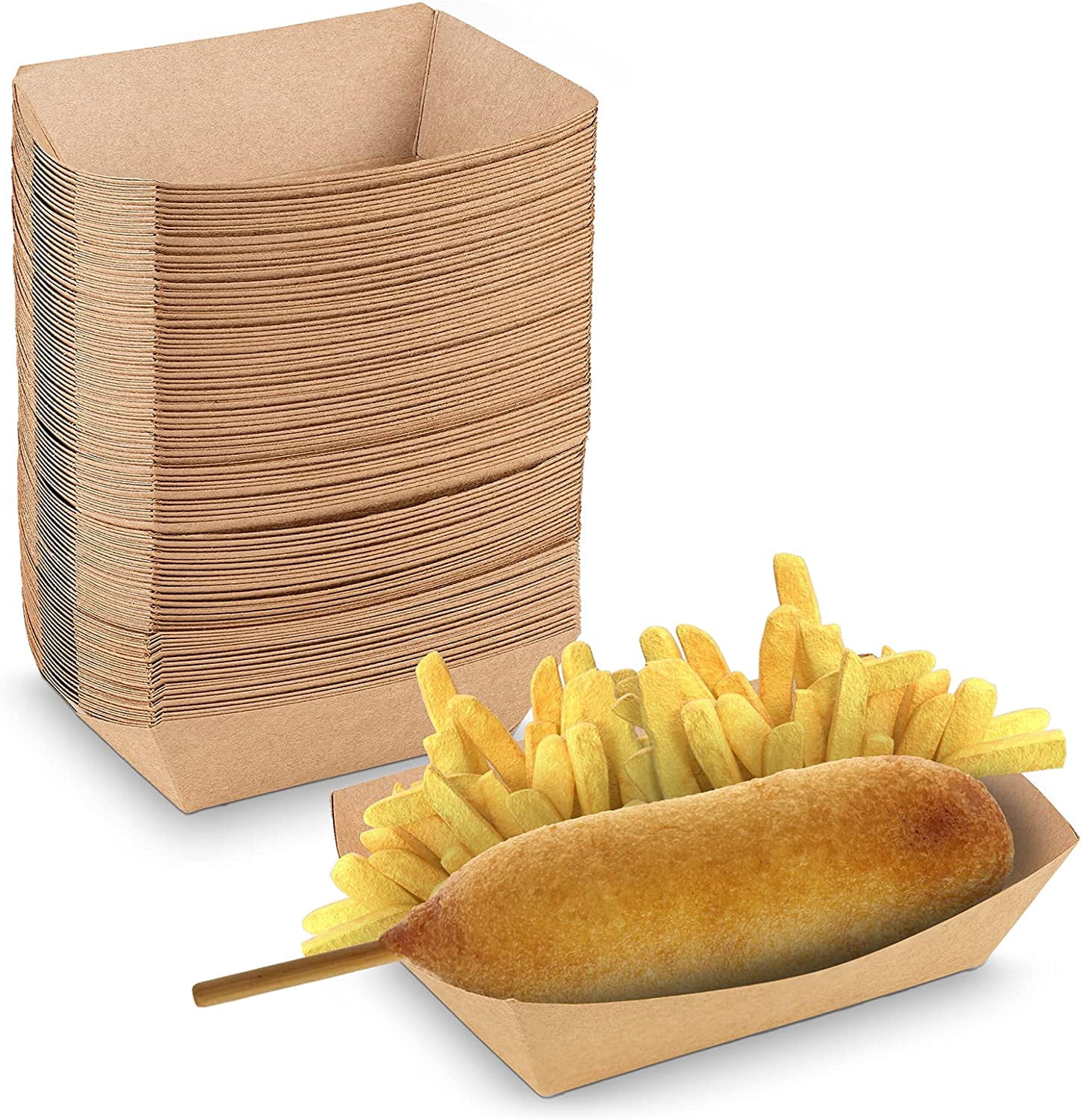 MT Products Brown Paper Food Trays - 3 lb Disposable Nacho Trays - Pack ...