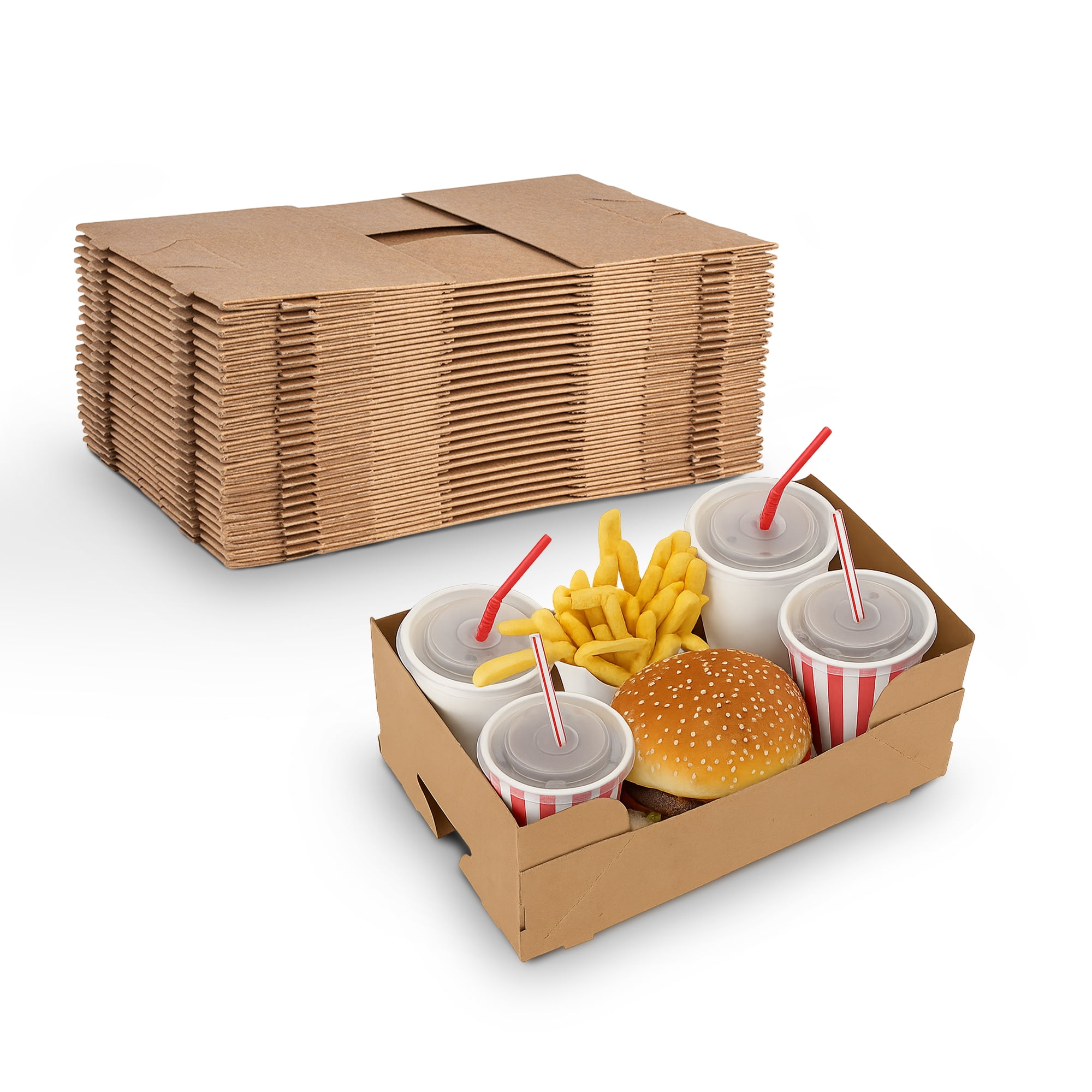 MT Products Brown Paperboard Food and Drink Tray - Pop-Up J-Type ...