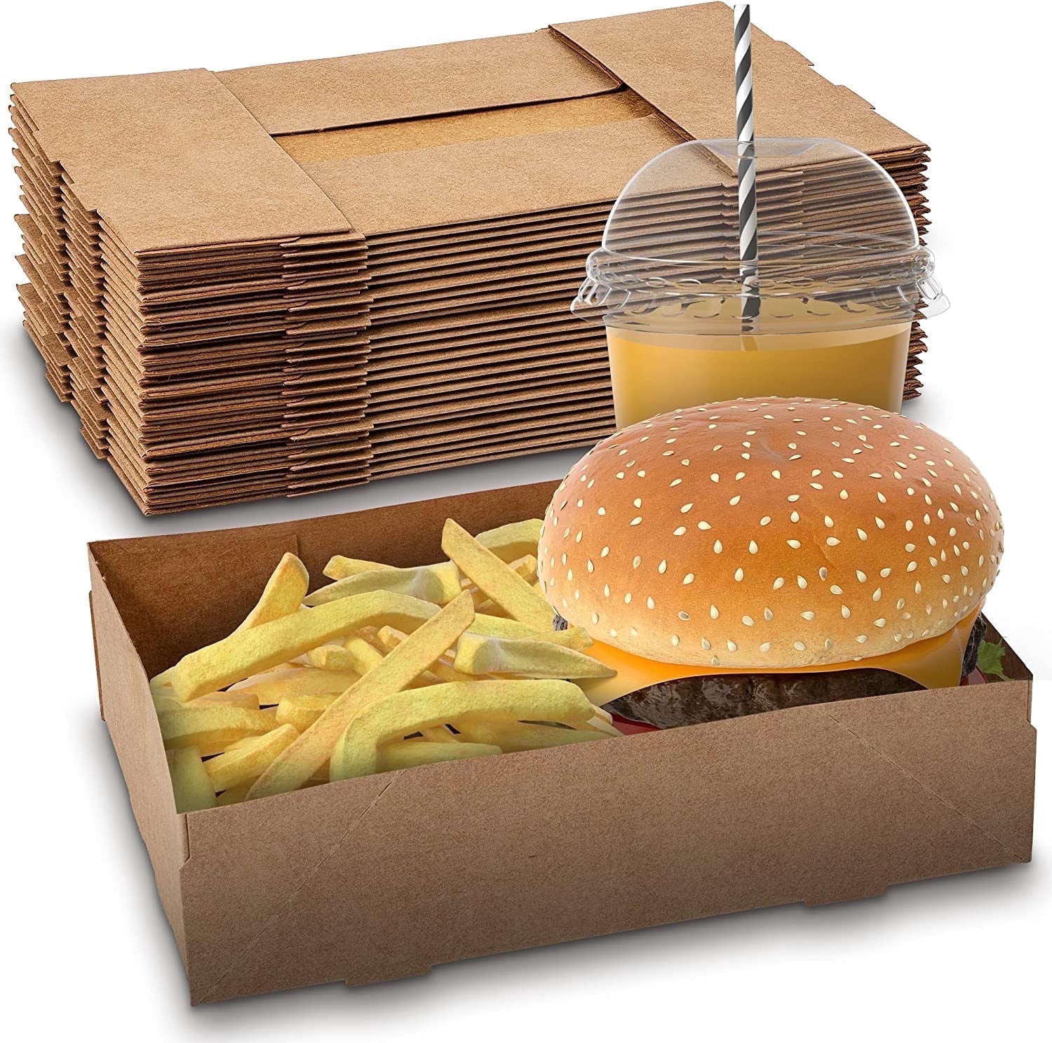 MT Products Disposable Paper Snack Boats, Brown Paperboard Food and ...
