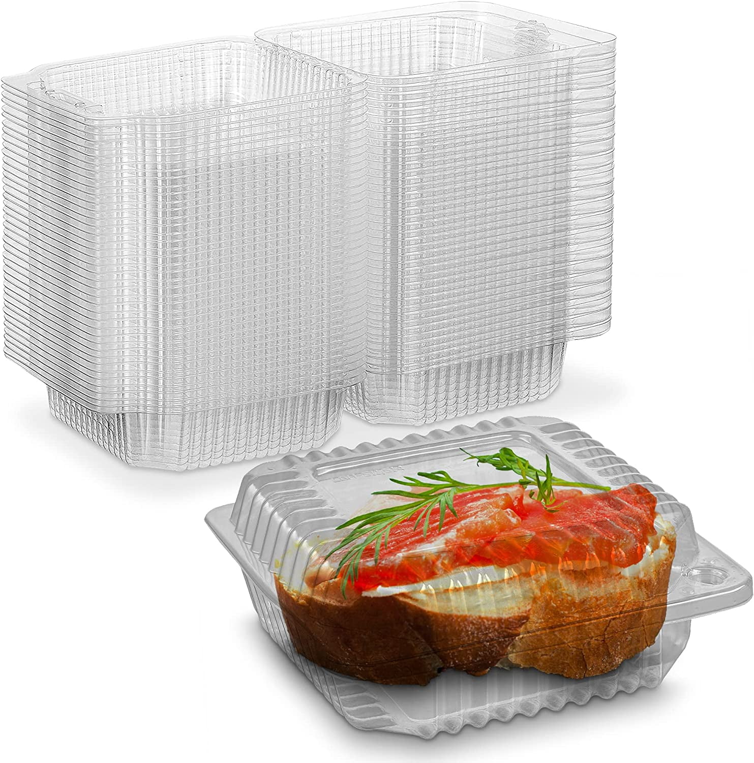 MT Products - Medium Size Disposable Hinged Clear Plastic Container ...