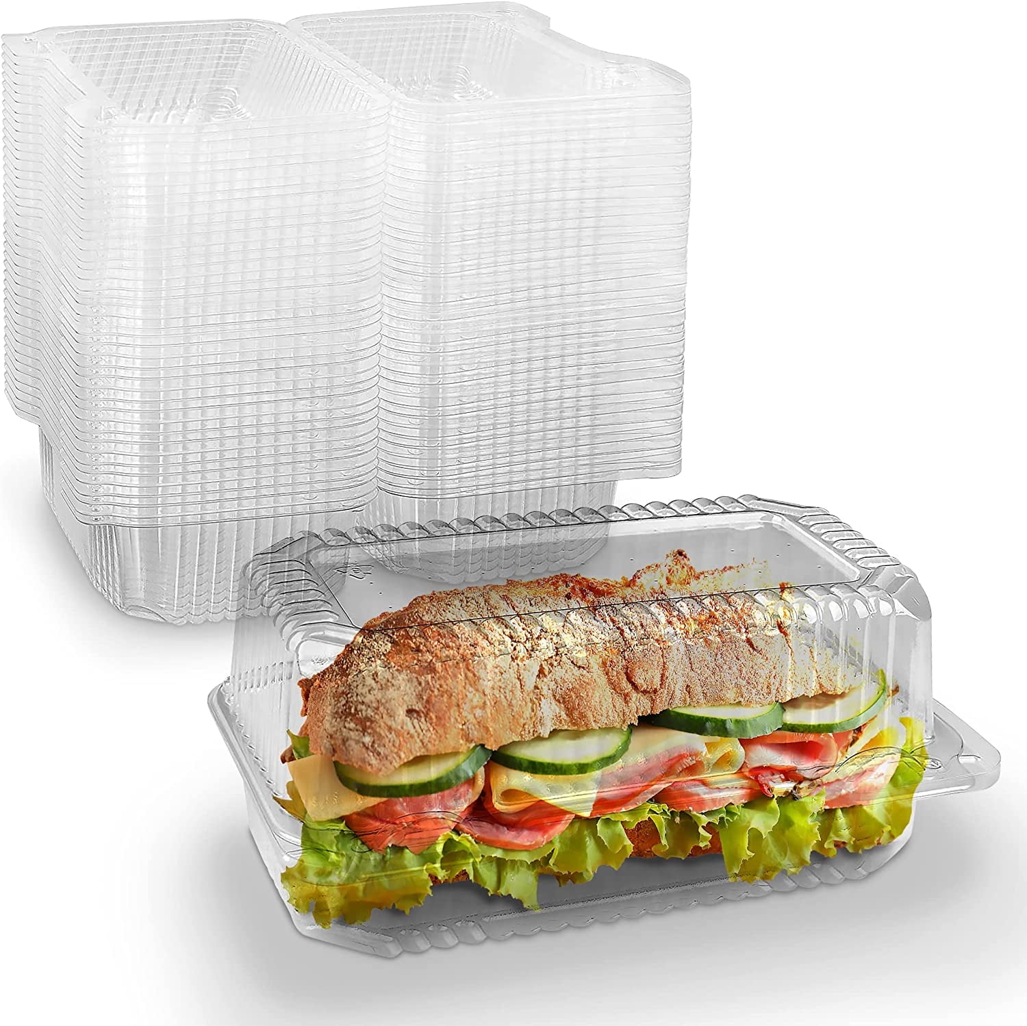 MT Products Clear Plastic Hinged Loaf Containers 8" x 4" x 3.85" - Pack ...