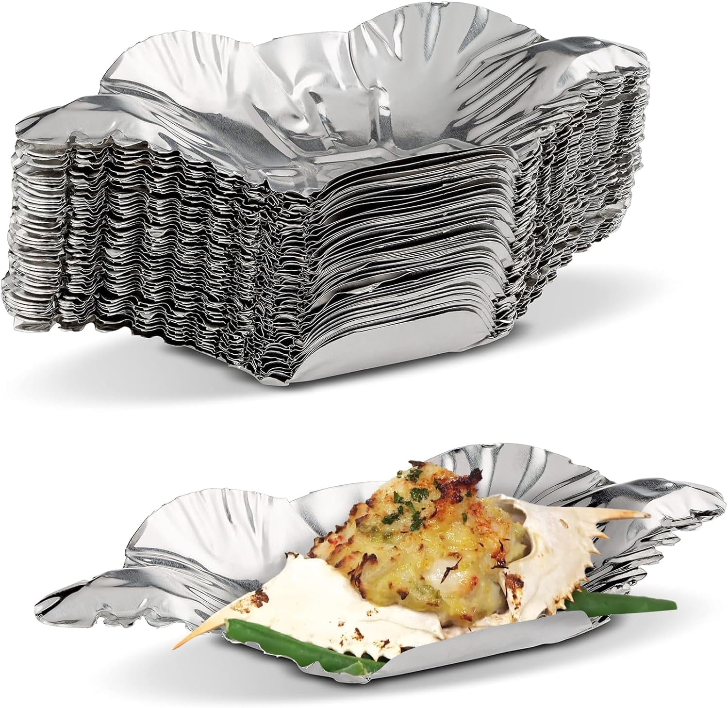 MT Products 50-Piece Disposable Aluminum Foil Crab Shell Mini Pie Pans ...