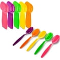 MT Products Disposable Plastic Spoons - 8" Assorted Colored - Pack of ...