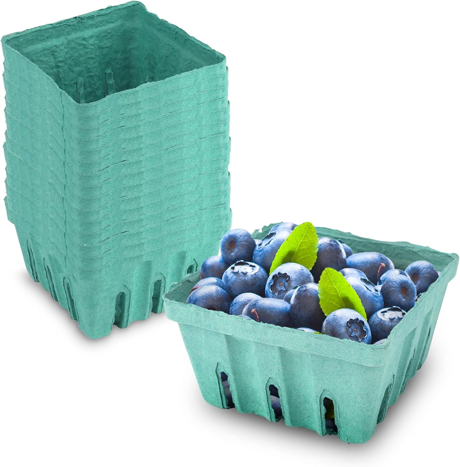 MT Products Green Vented Produce Berry Basket 1 Pint Pulp Fiber - Pack ...