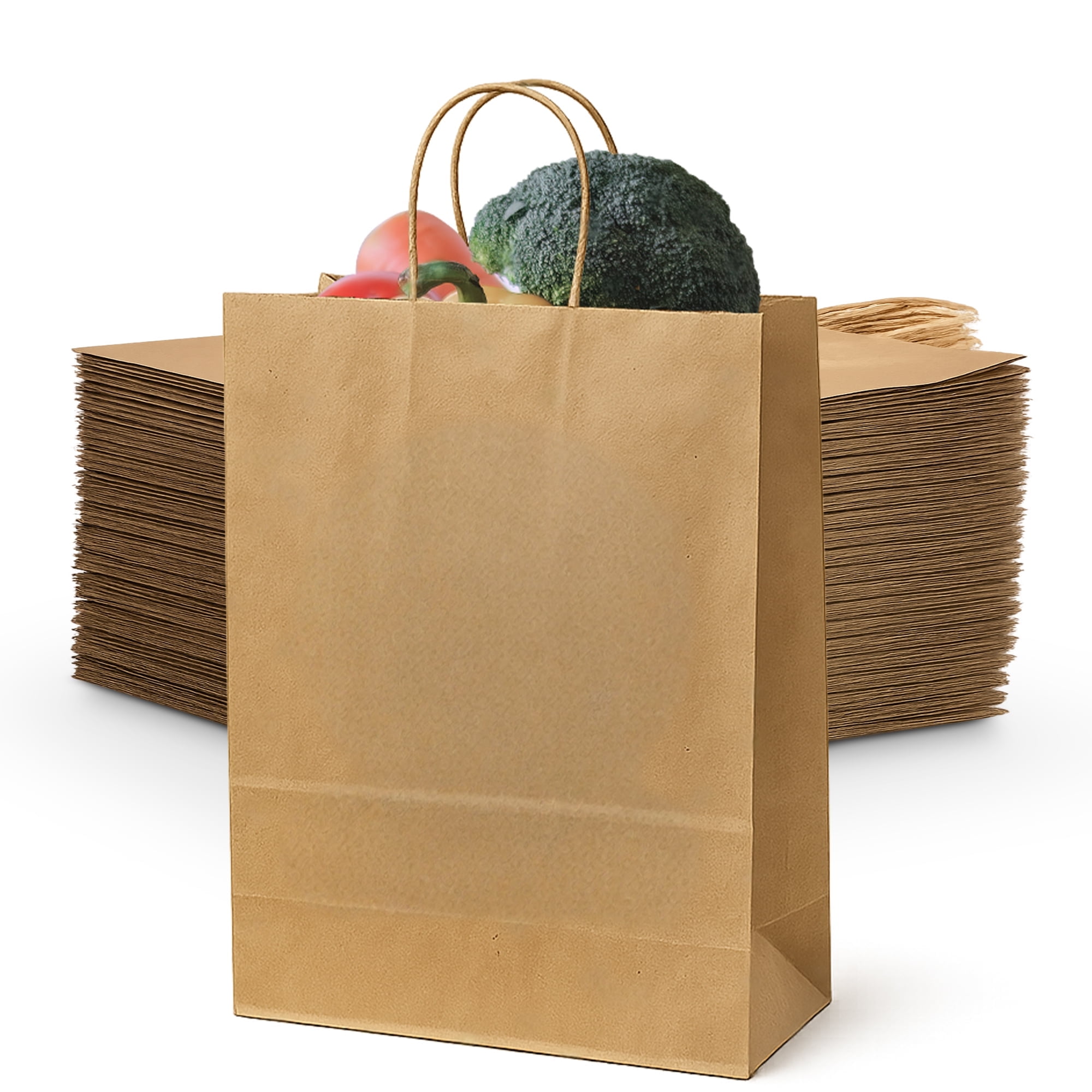 MT Products Kraft Grocery Bags 13" x 7" x 17" - Take-Out Paper Bags ...