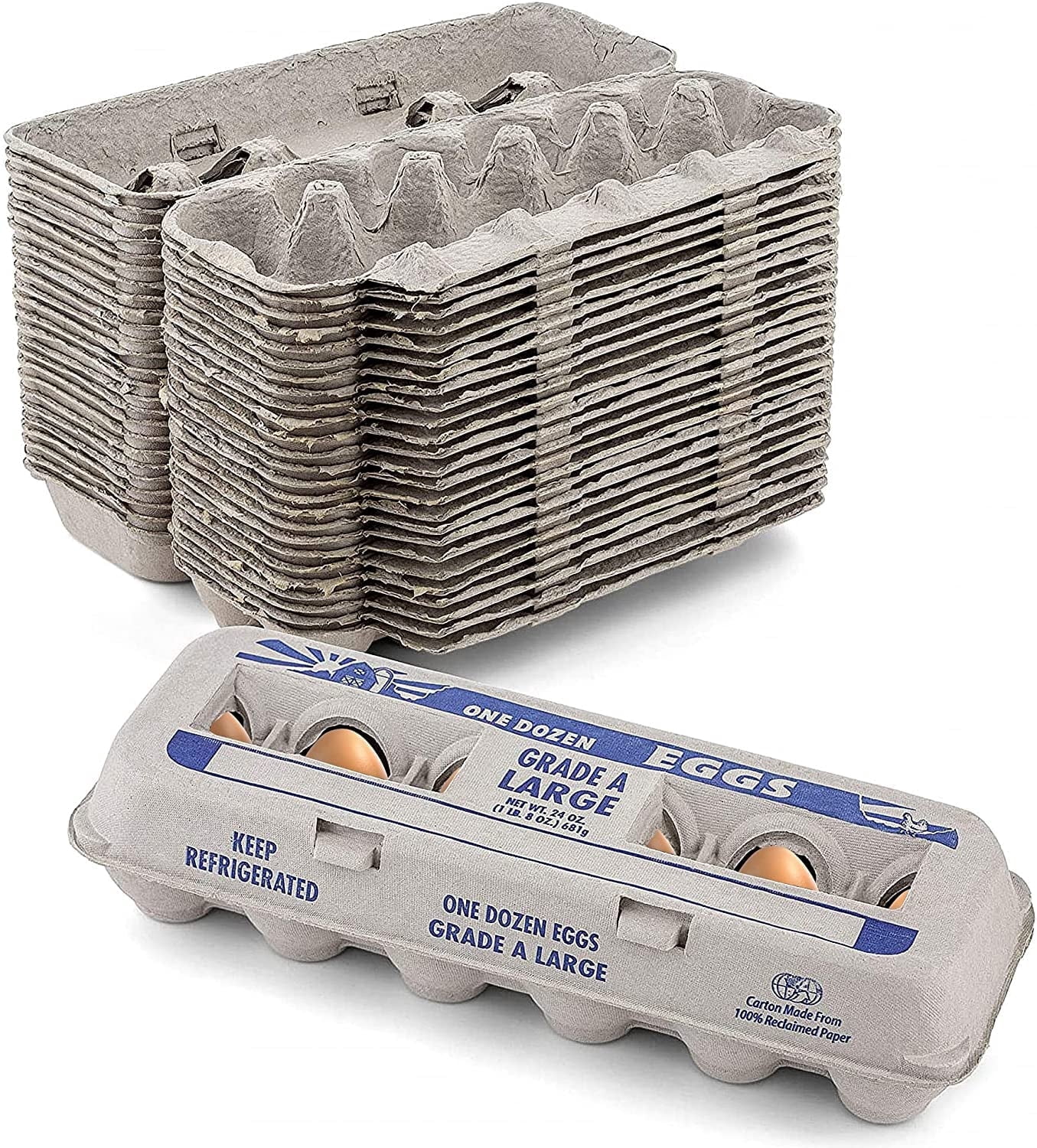 MT Products BIG Large Printed Natural Pulp Paper Egg Cartons - Pack of ...
