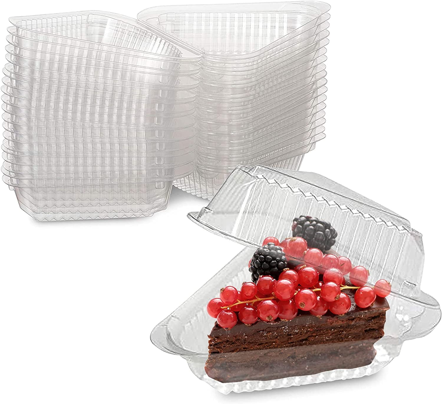 MT Products Medium Deep Clear Plastic Cake Slice Container - Pack of 20 ...