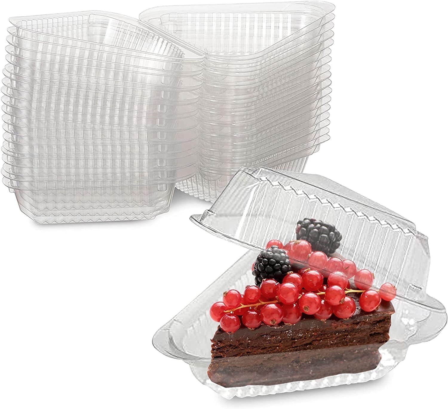 MT Products Medium Deep Clear Plastic Cake Slice Container - Pack of 20 ...