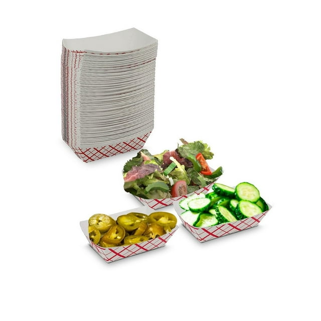 MT Products Paper Food Tray - 6 oz Red and White Nacho Trays - Pack of ...