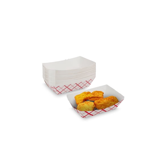 MT Products Paper Food Trays - 1/2 lb Red and White Nacho Trays - Pack ...