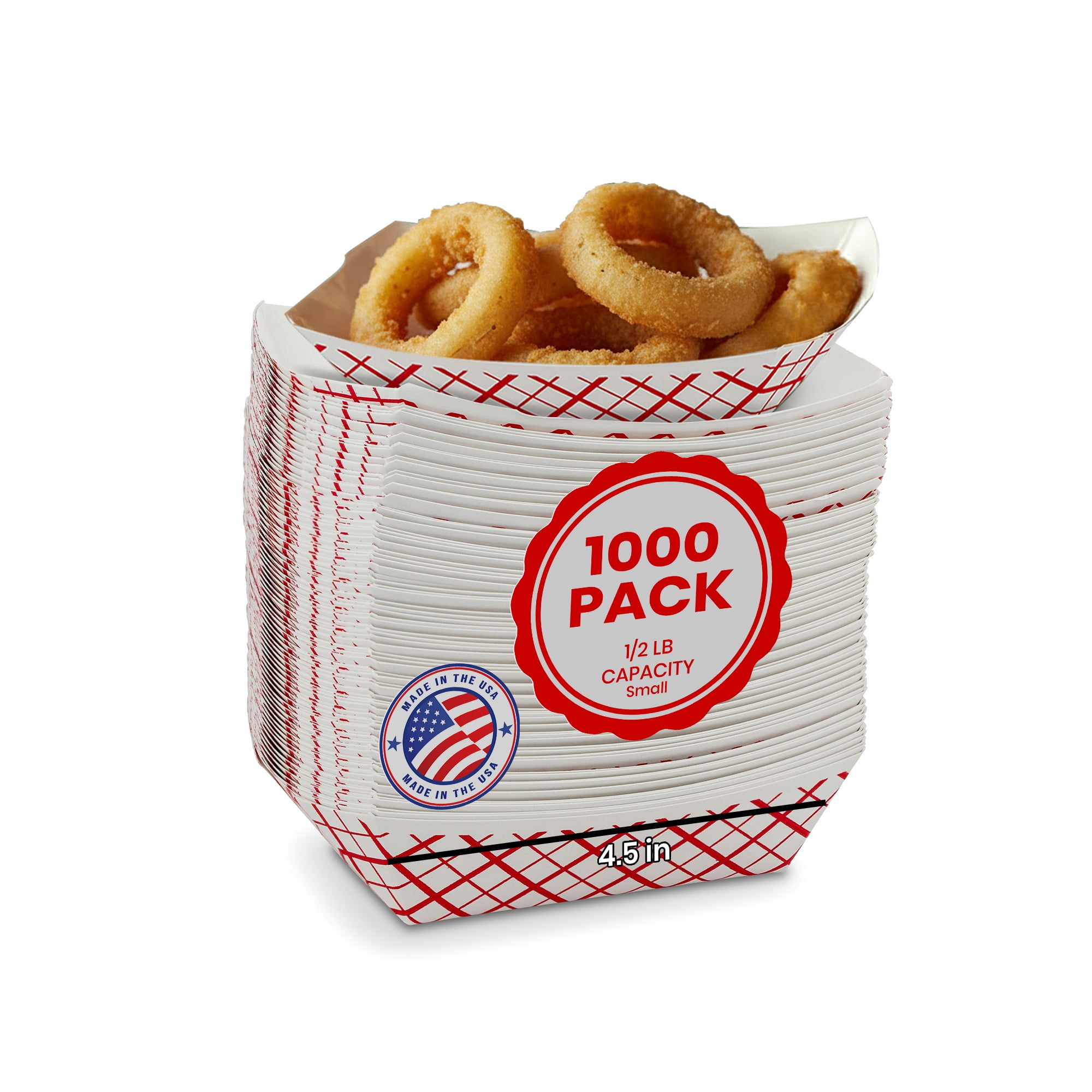 MT Products Paper Food Trays - 1/2 lb Red and White Nacho Trays - Pack ...