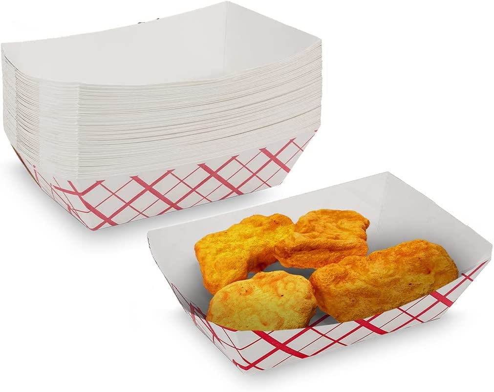 MT Products Disposable Paper Food Trays - 1/2 lb Red and White Nacho ...