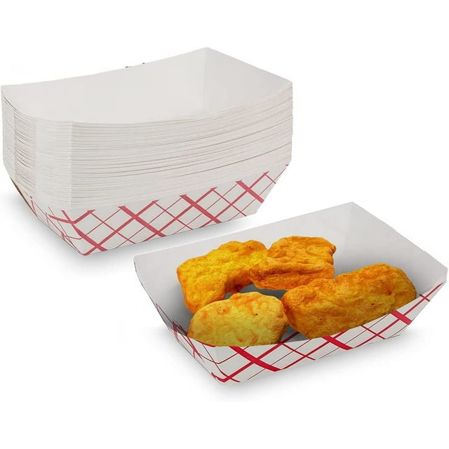 MT Products Disposable Paper Food Trays - 1/2 lb Red and White Nacho ...