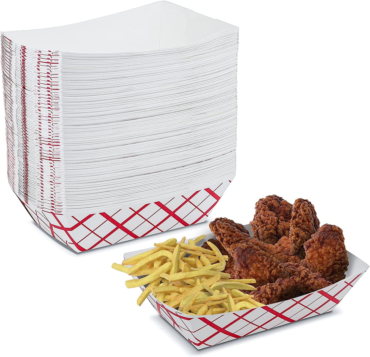 MT Products Disposable Paper Food Trays - 5 lb Red and White Nacho ...
