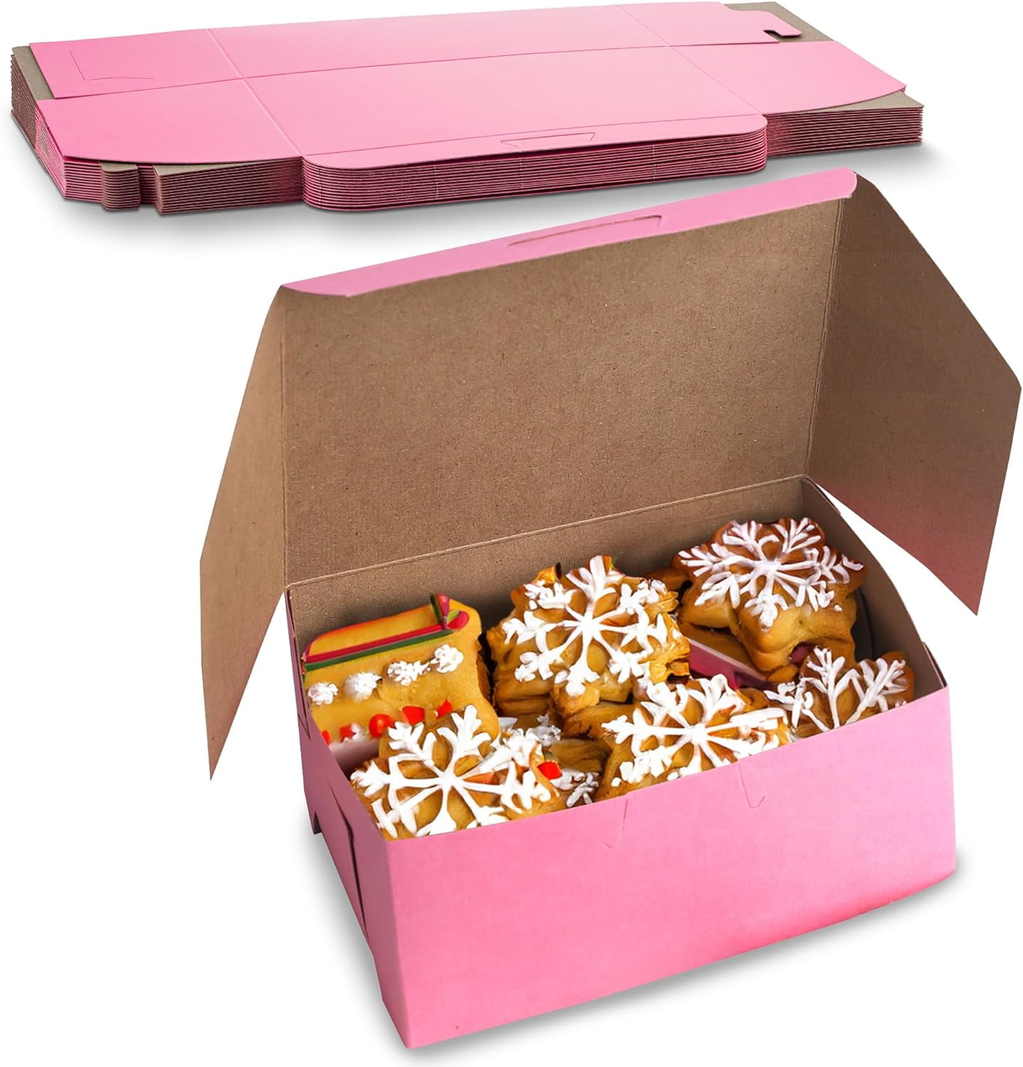 MT Products Pink Cookie Boxes - 6" x 4.5" x 2.75" Bakery Boxes - Pack ...