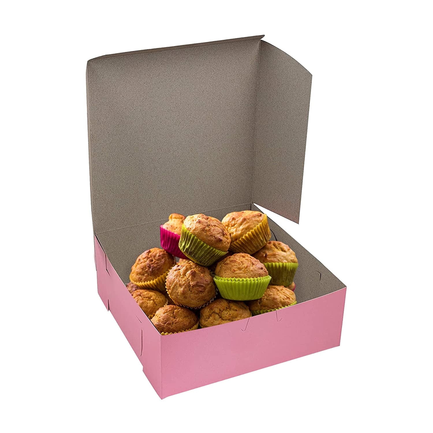 MT Products Pink Cupcake Boxes - 8" x 8" x 3" Bakery Boxes - Pack of 15 ...