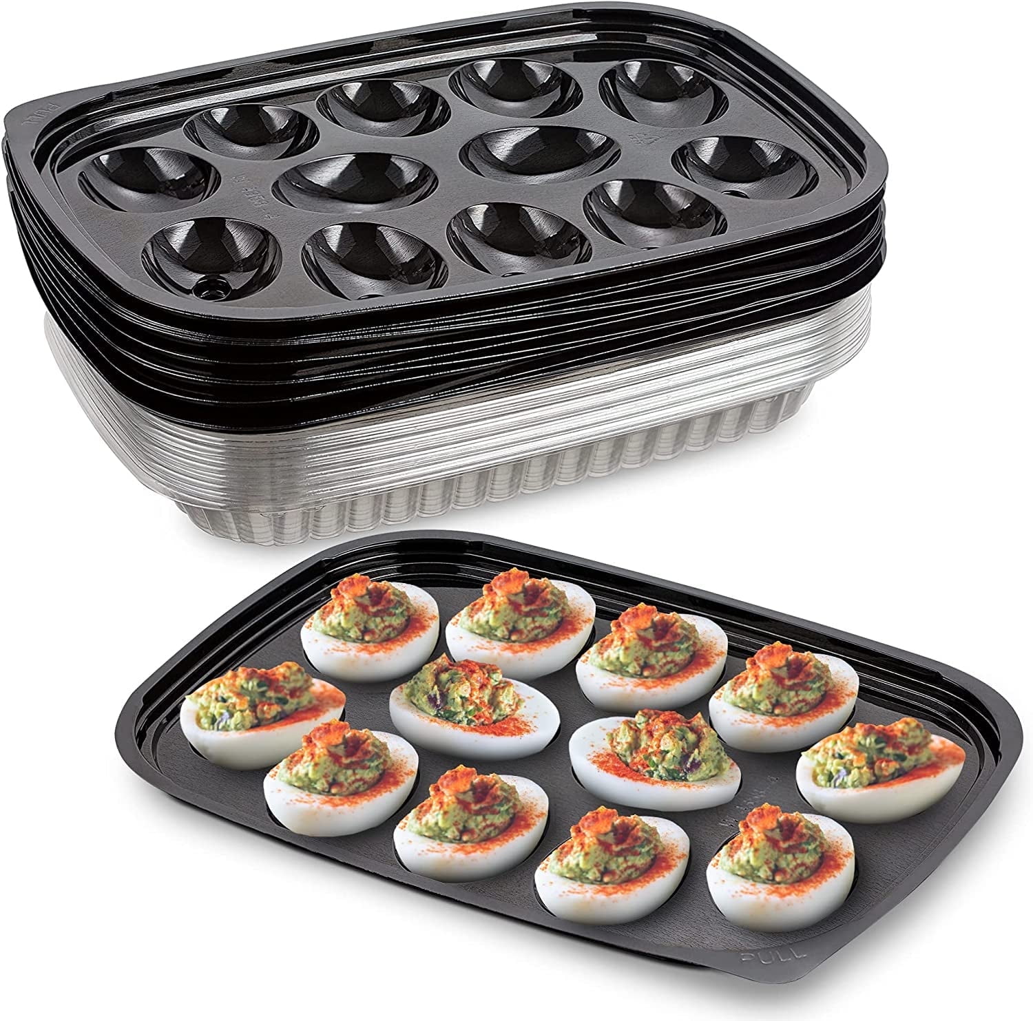 MT Products Disposable Plastic Deviled Egg Carrier with Lid - Pack of ...