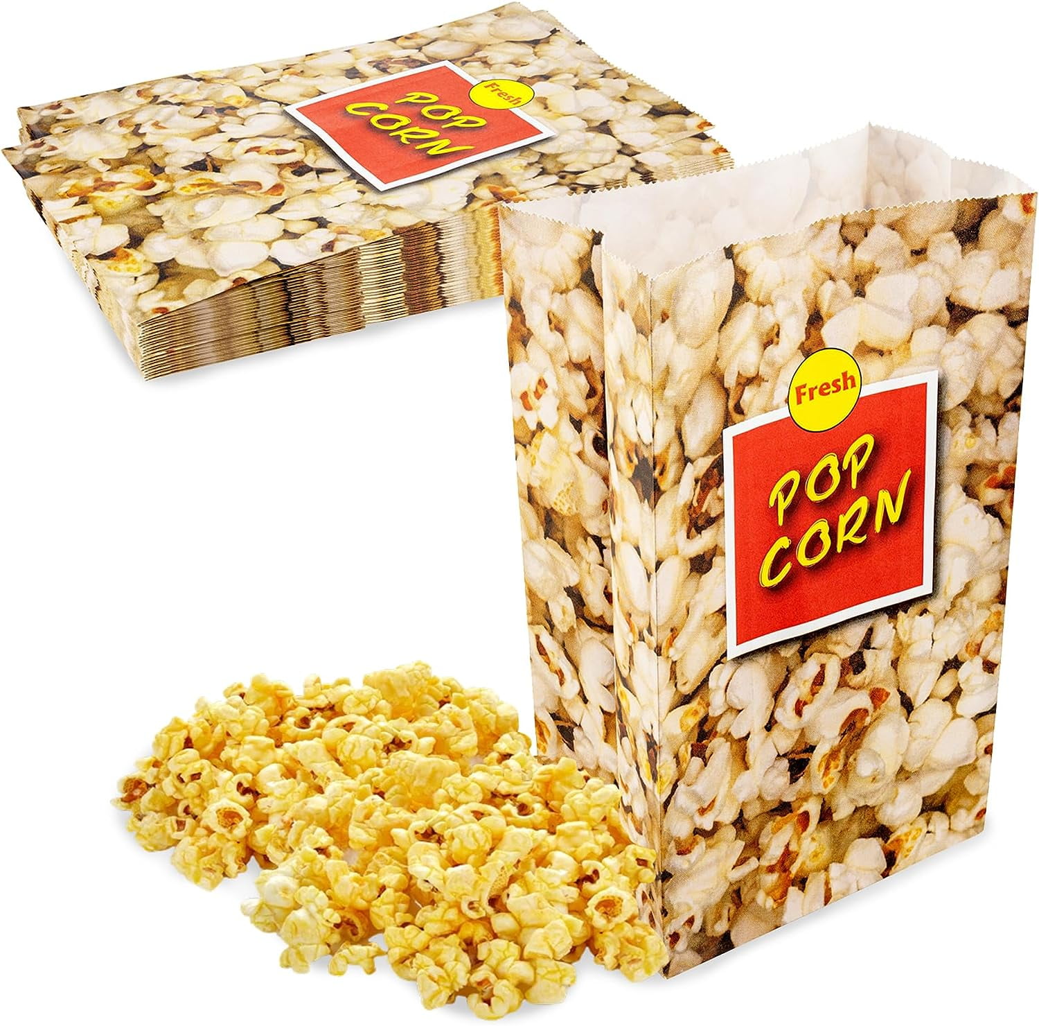 MT Products Popcorn Bags for Party - 4 oz Paper Popcorn Holder - Pack ...