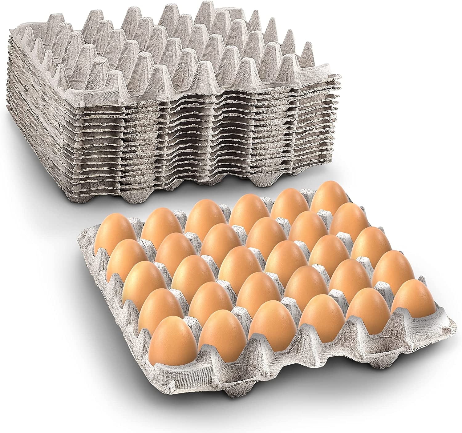 MT Products Pulp Beige Paper Egg Cartons Flat | Holds 30 Eggs - Pack of ...