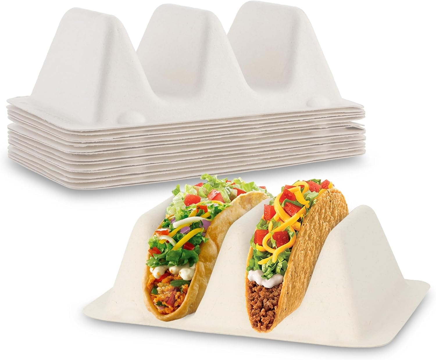 MT Products Pulp Fiber Taco Holder for Soft Shell Tacos, 7" x 4.25" x 3 ...