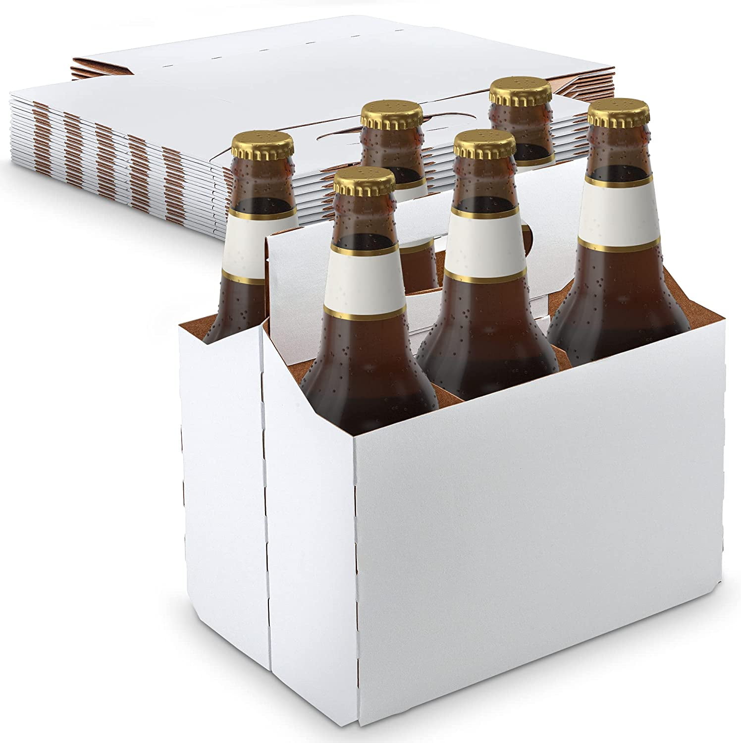 MT Products White Cardboard 6 Pack Drink Carrier/Bottle Holder - Pack ...