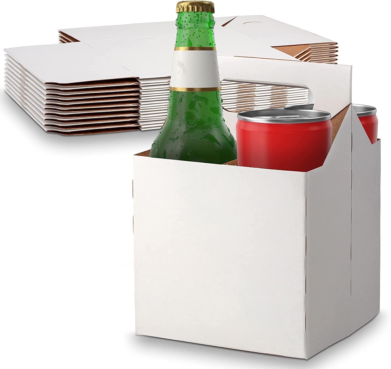 MT Products White Cardboard Bottle Holder, 4 Pack Drink Carrier - Pack ...