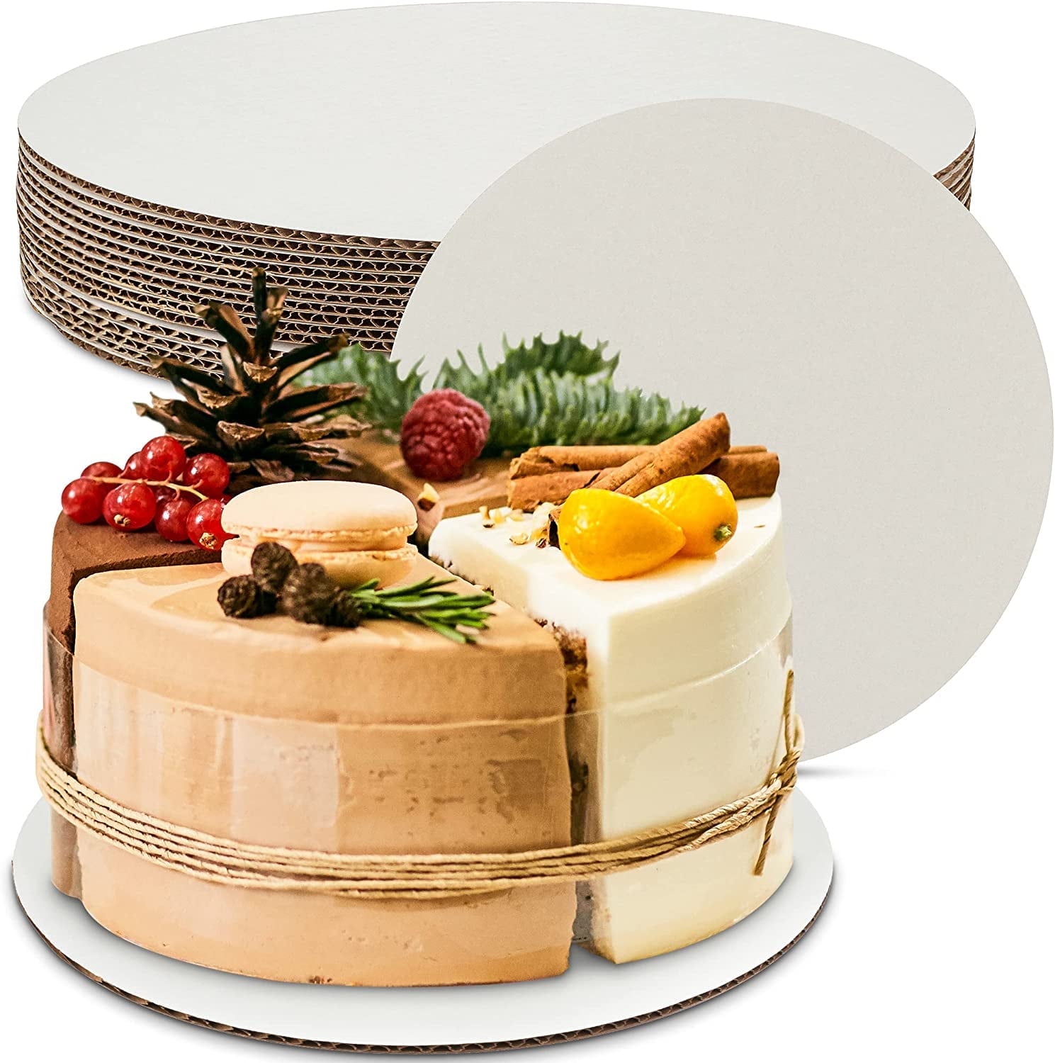 MT Products White Cardboard Round Cake Boards 12 inch - Pack of 15 ...