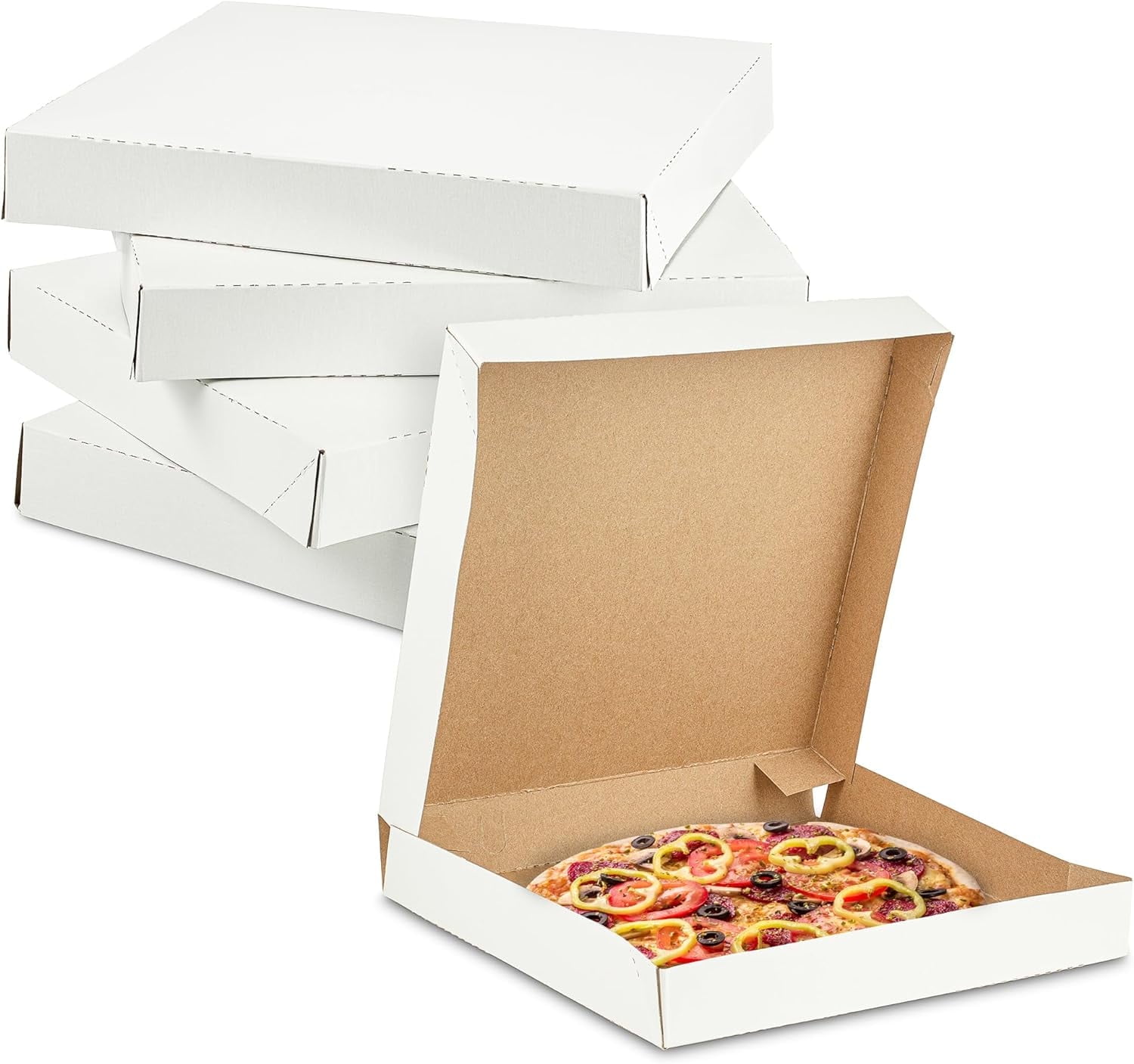 MT Products White Extra Thin Paperboard Pizza Box 12" x 1.9" - Pack of ...